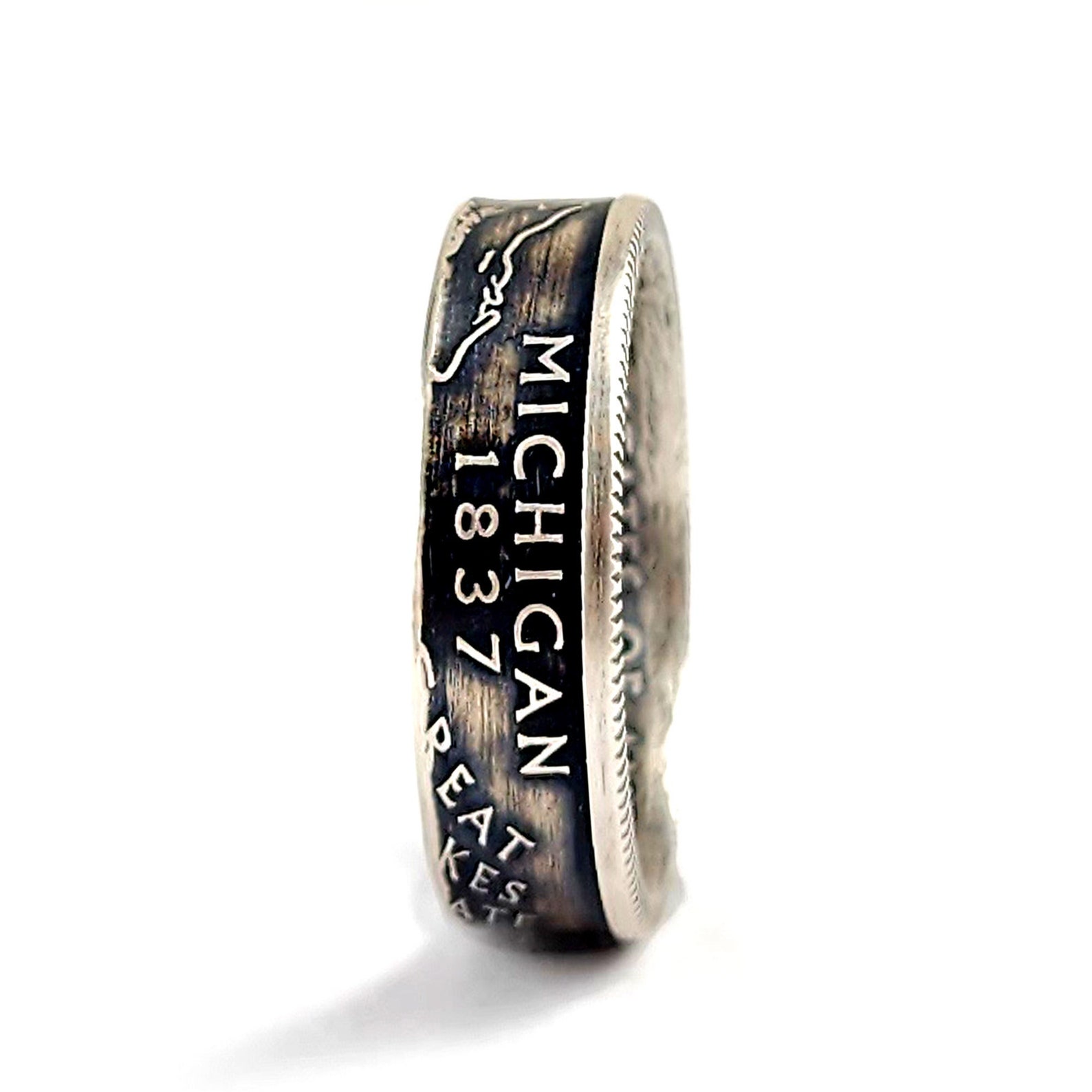 90% Silver Michigan Coin Ring - Silver State Quarter Rings - Michigan ...