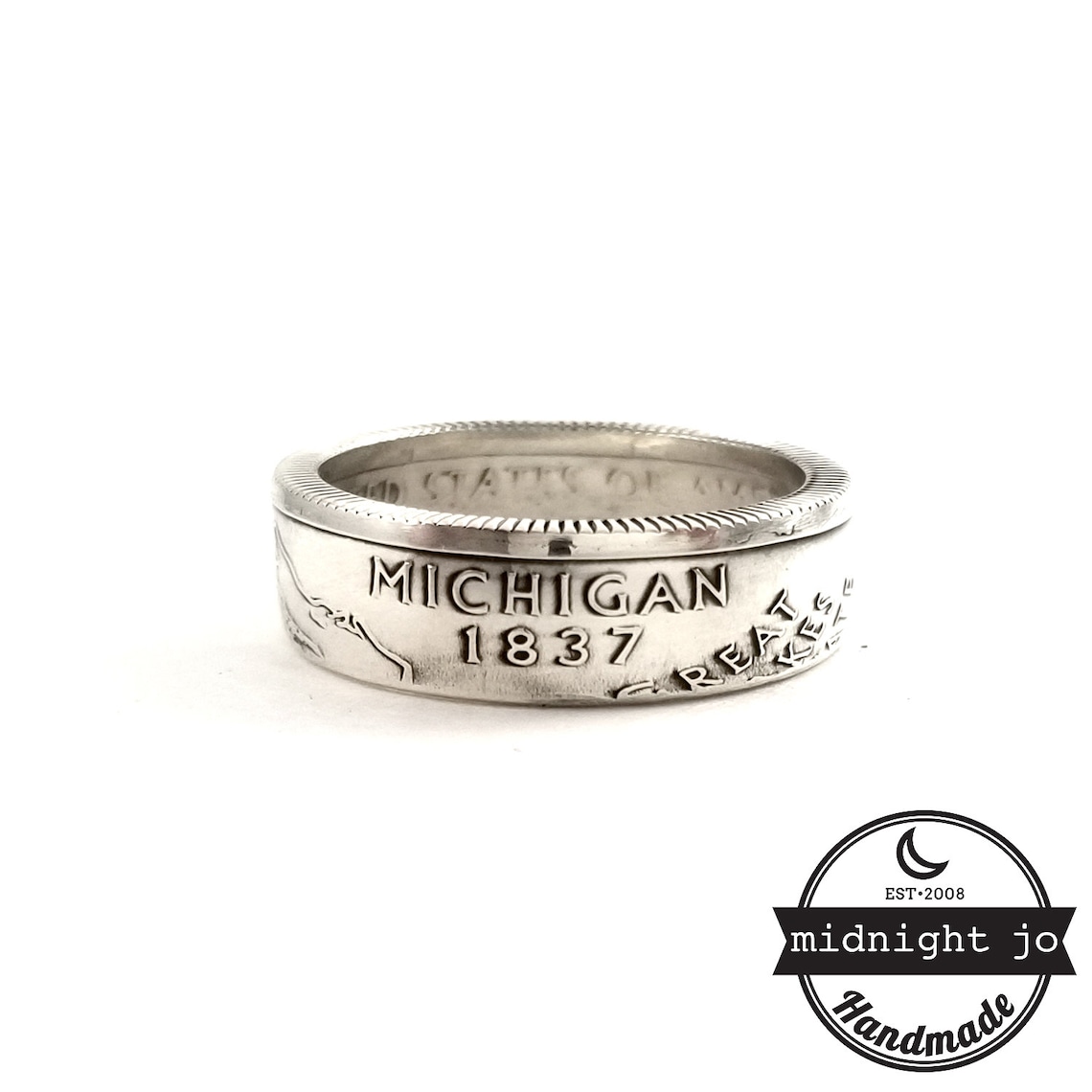 90% Silver Michigan Coin Ring Silver State Quarter Rings | Etsy