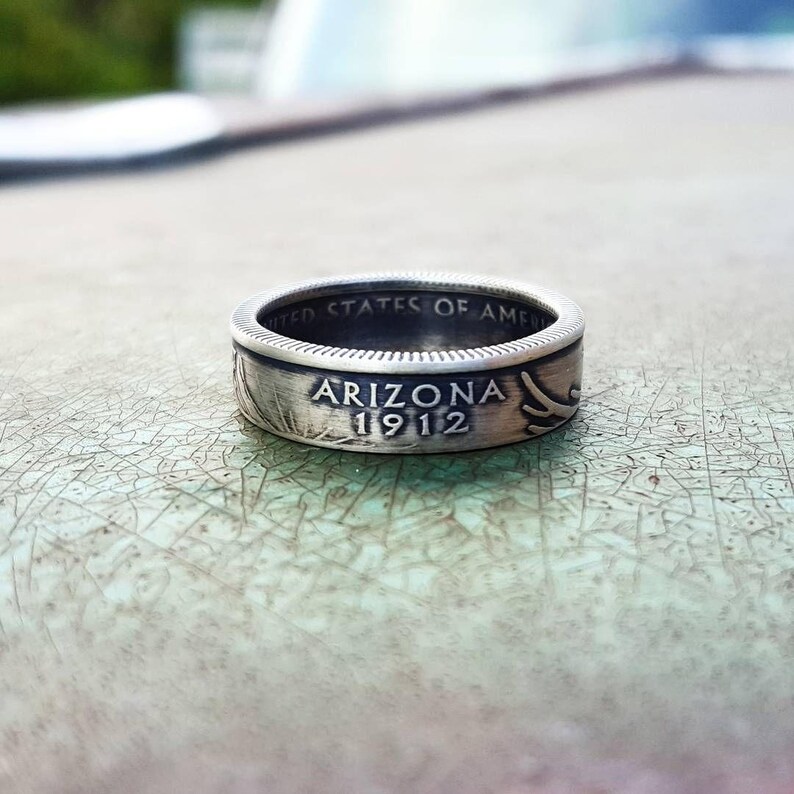 90% Silver Arizona Quarter Ring Silver Coin Ring Silver | Etsy