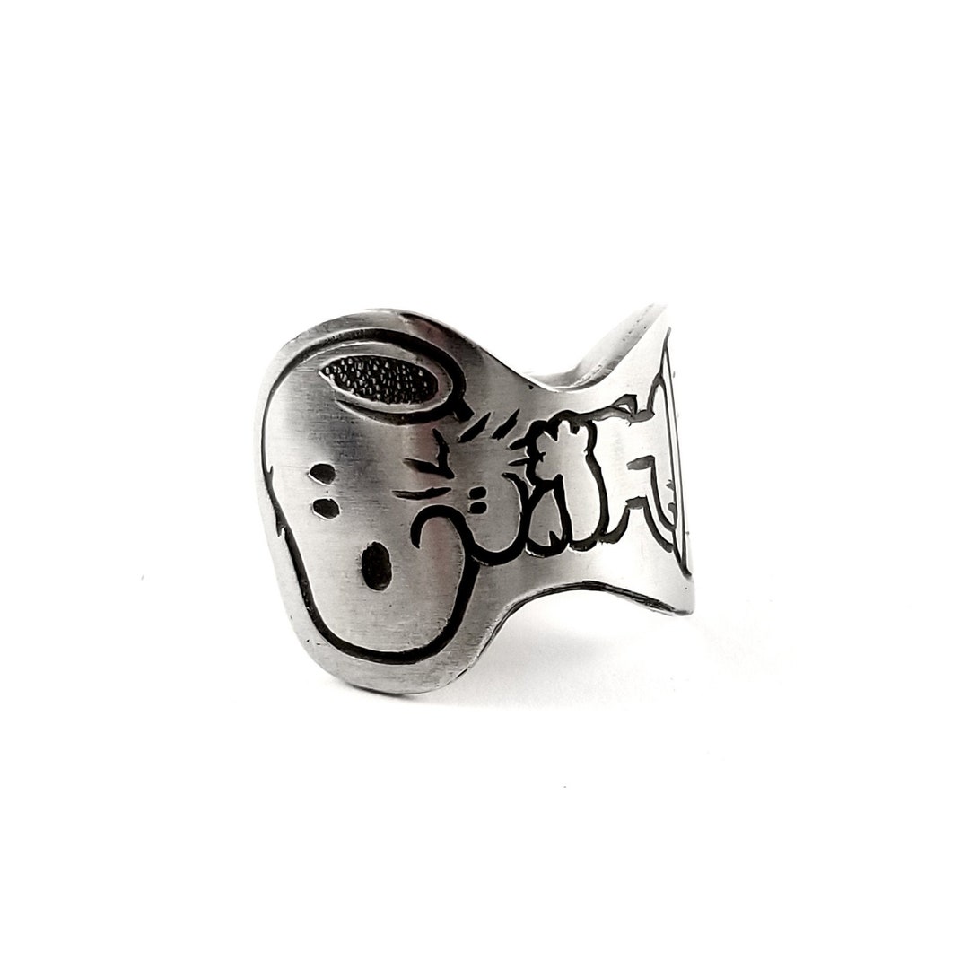 Vintage Snoopy & Woodstock Stainless Steel Spoon Ring Vintage Danara ...