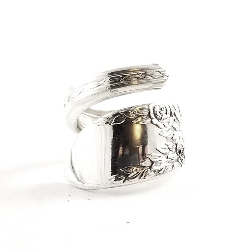 Rose & Leaf Spoon Ring Floral Spoon Ring Wrap Around Ring - Etsy