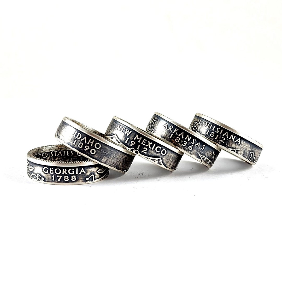 Silver State Quarter Ring - Silver Quarter Ring - Silver Coin Rings ...