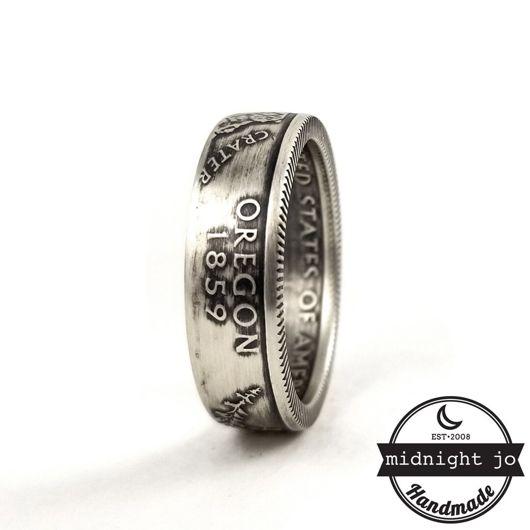 90% Silver Oregon Coin Ring - Silver State Quarter Ring - Oregon ...
