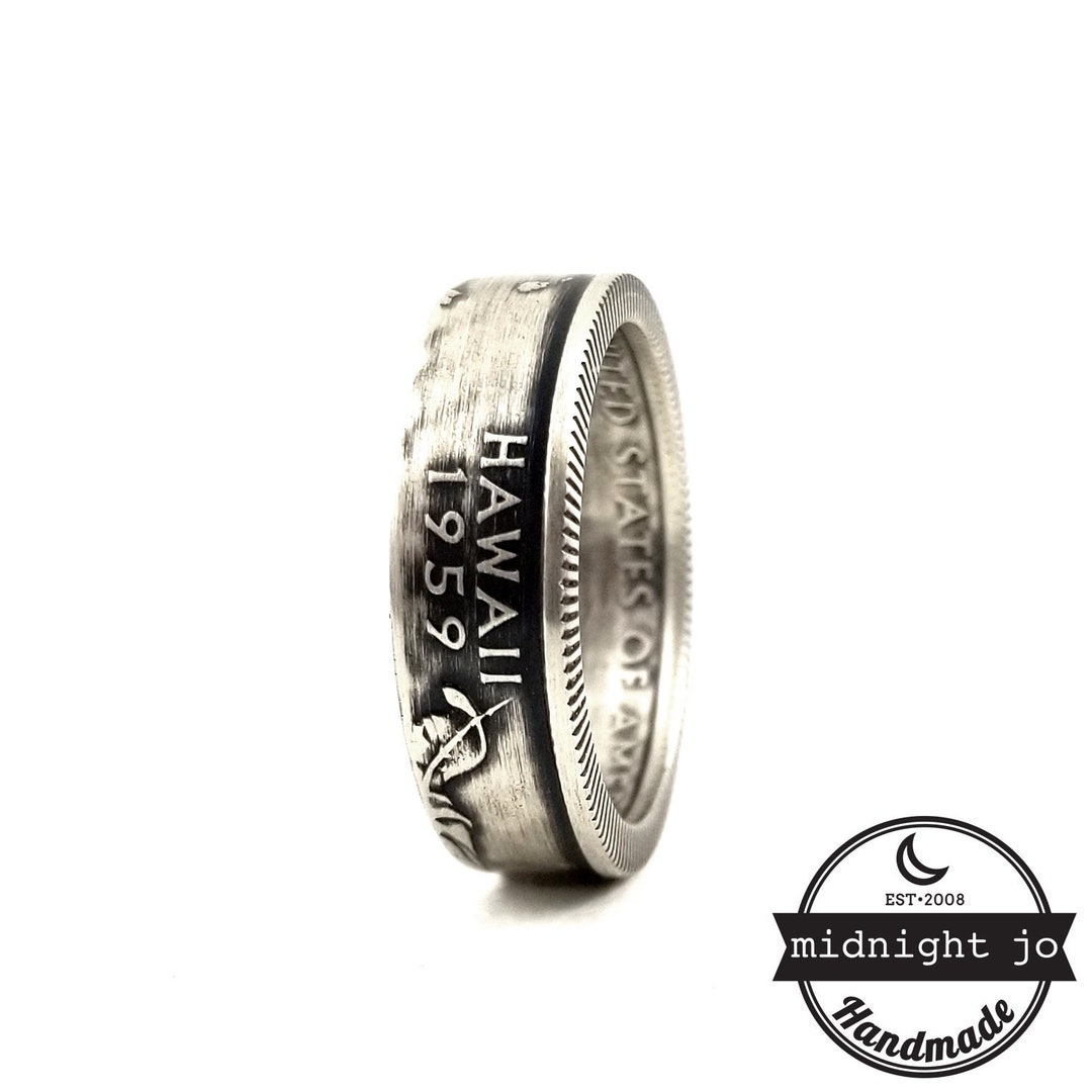 90% Silver Hawaii Coin Ring - Hawaii Quarter Ring - Hawaiian Jewelry ...