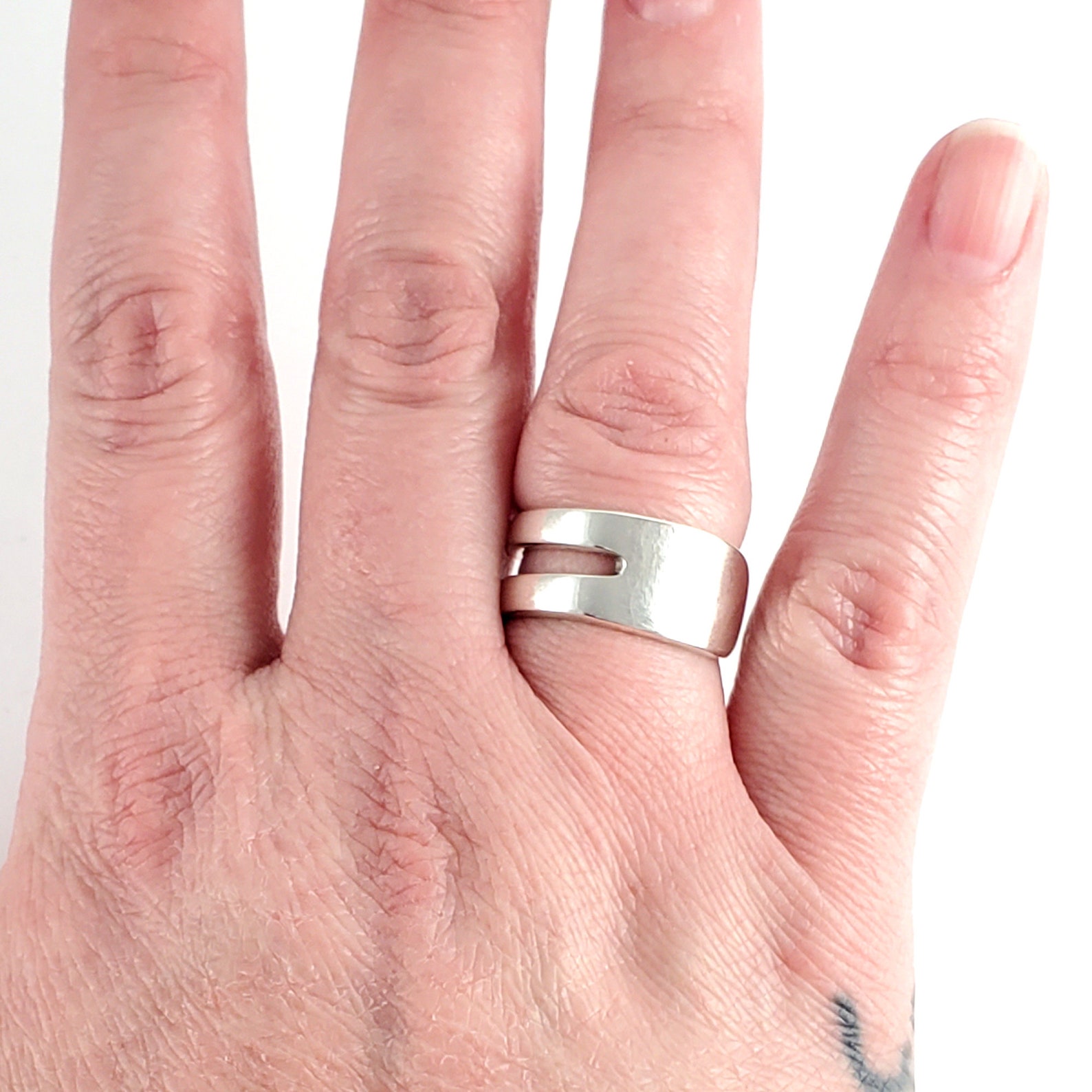 Sterling Silver Double Fork Tine Ring - Modern Minimalist Ring - Eco ...