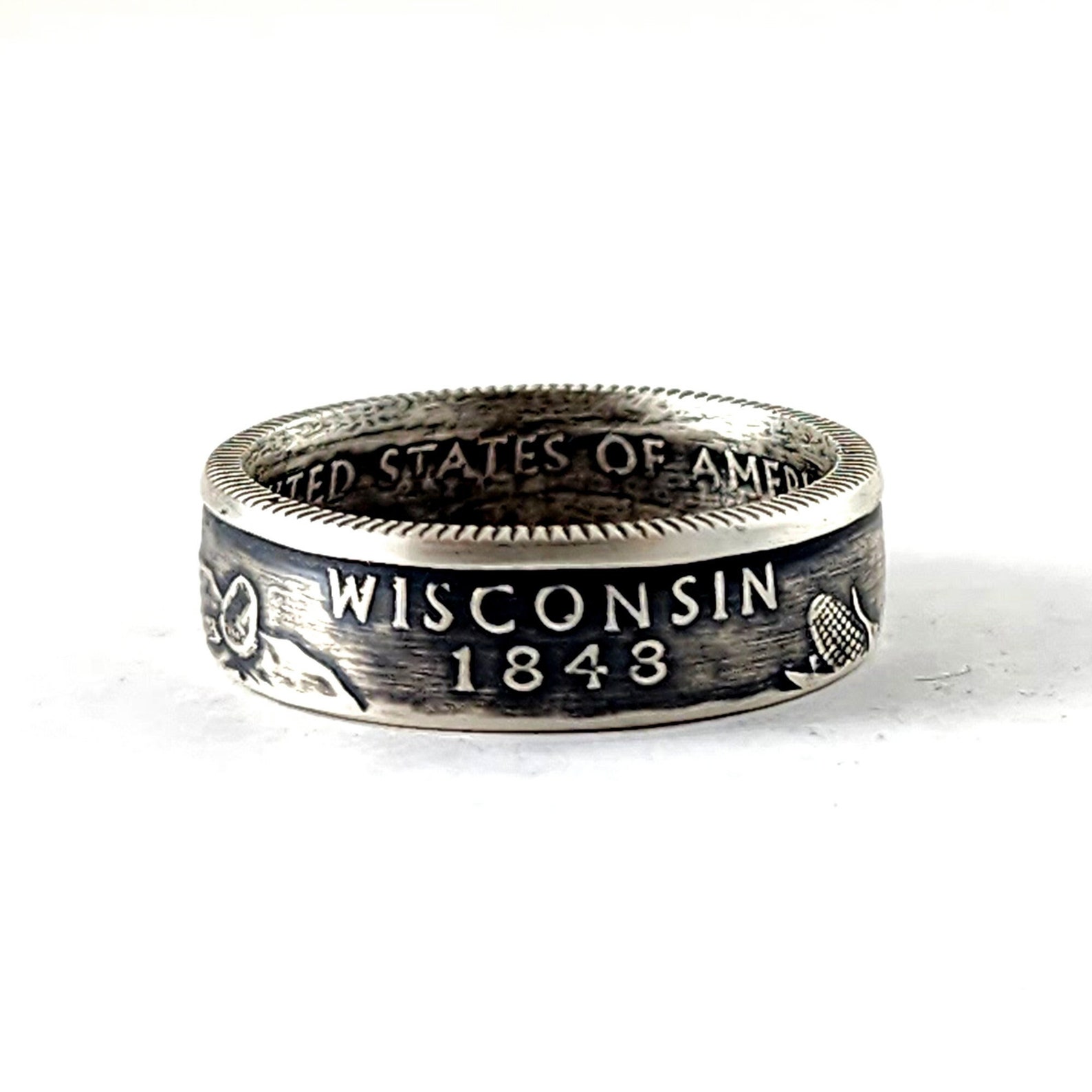 90% Silver Wisconsin Coin Ring - State Quarter Rings - Silver Coin ...
