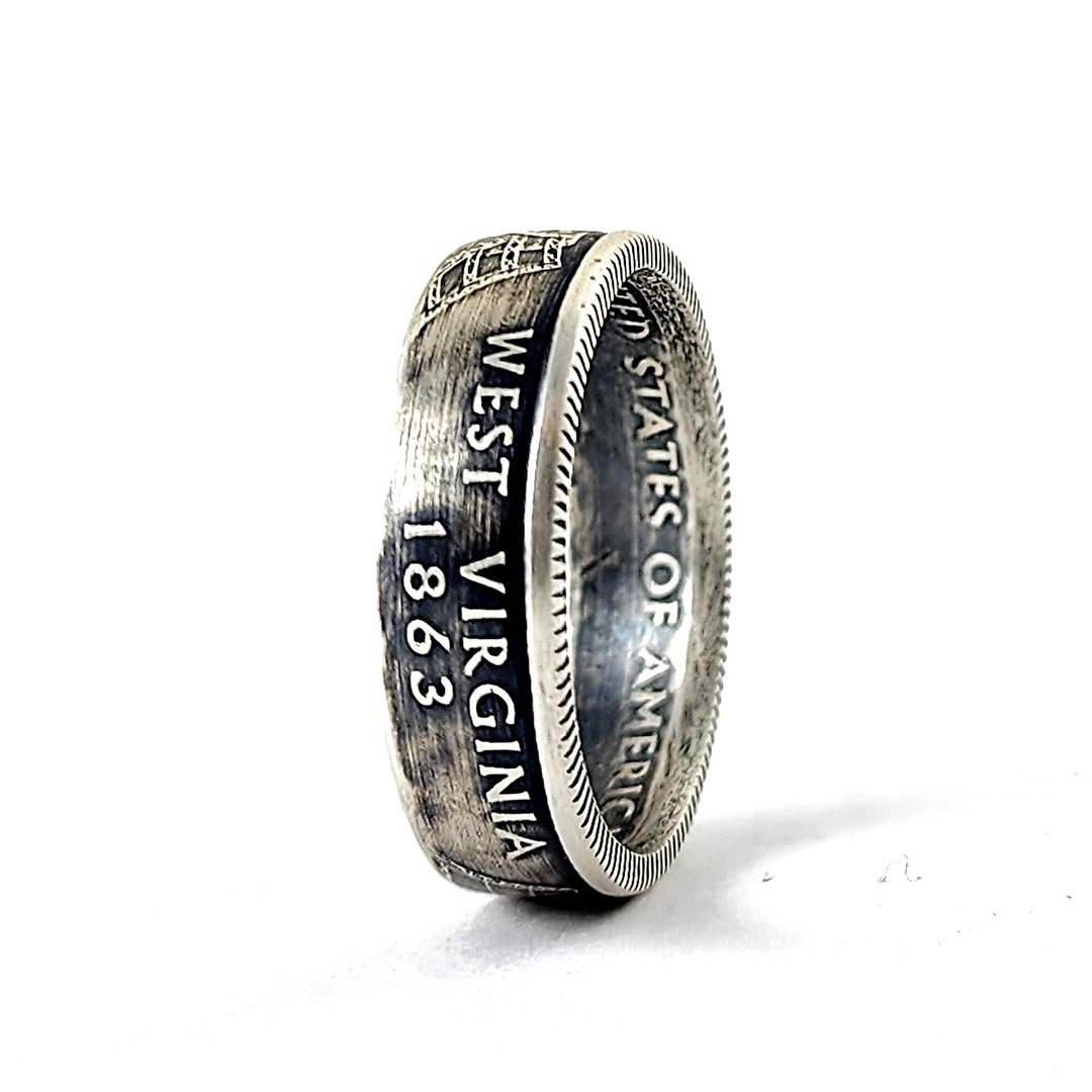 90% Silver West Virginia Coin Ring - State Quarter Rings - Coin Jewelry ...