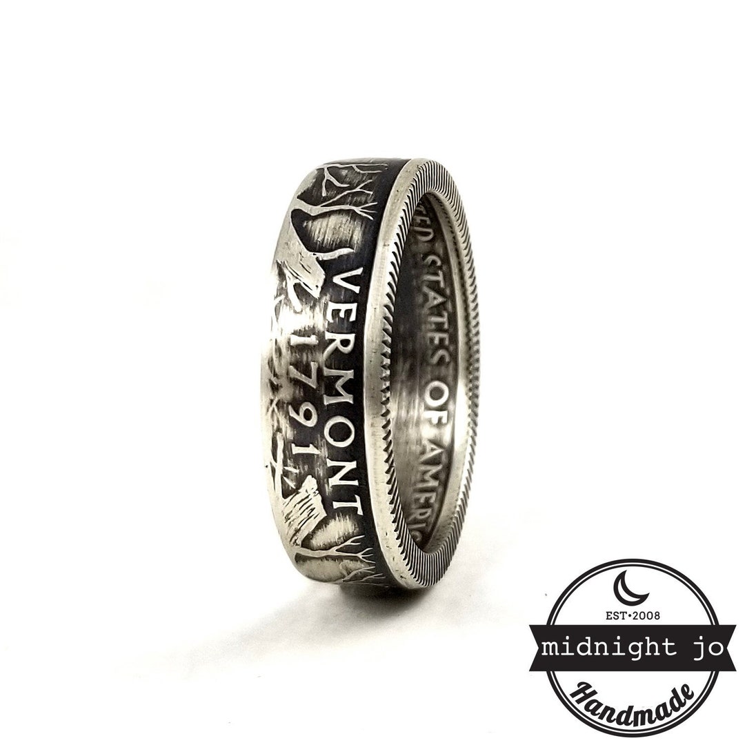 Silver Vermont Quarter Ring - Silver Coin Rings - State Coin Rings ...