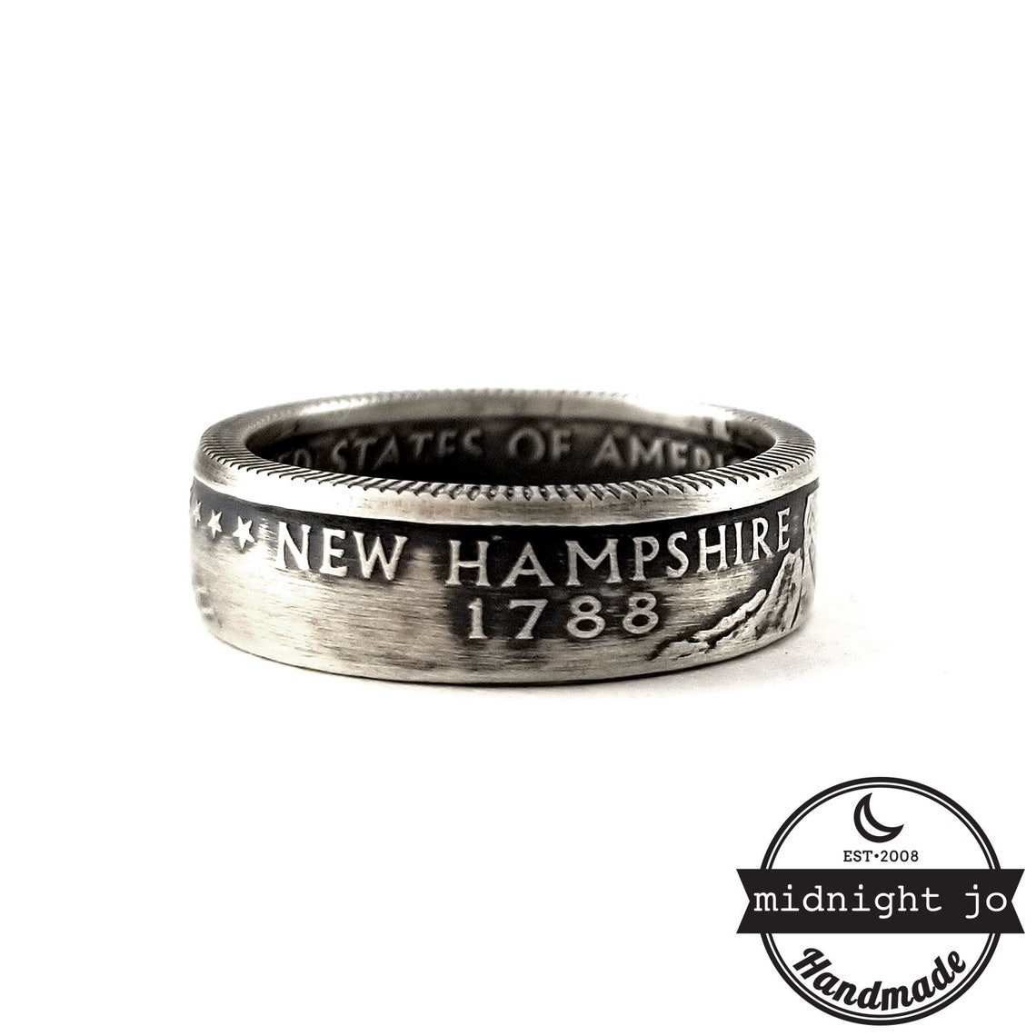 90% Silver New Hampshire Coin Ring - Silver State Quarter Ring - Unique ...