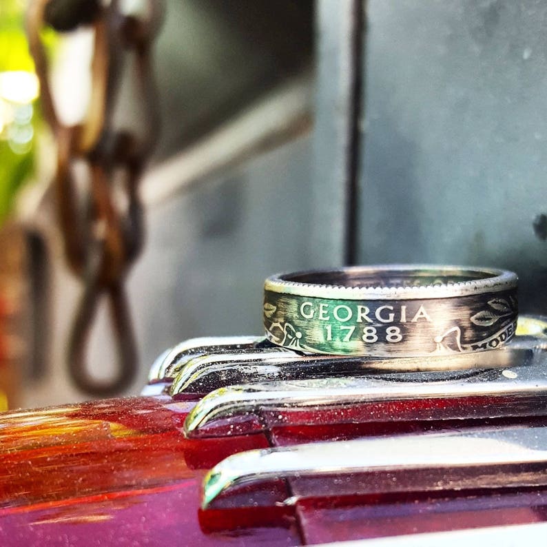 Silver Georgia Quarter Ring Silver Coin Ring State Quarter - Etsy