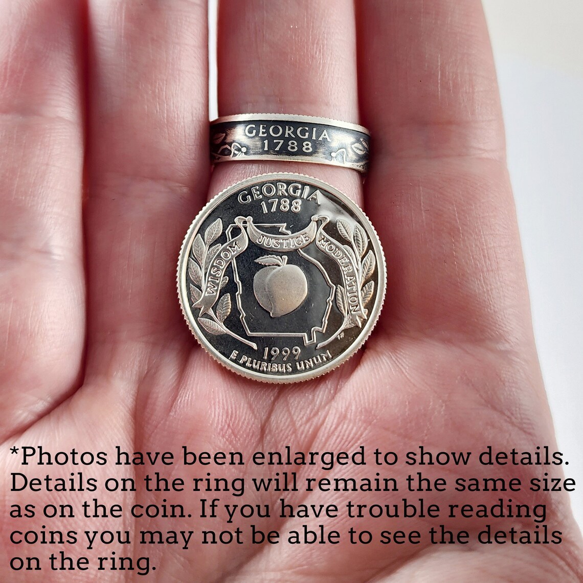90% Silver Michigan Coin Ring - Silver State Quarter Rings - Michigan ...
