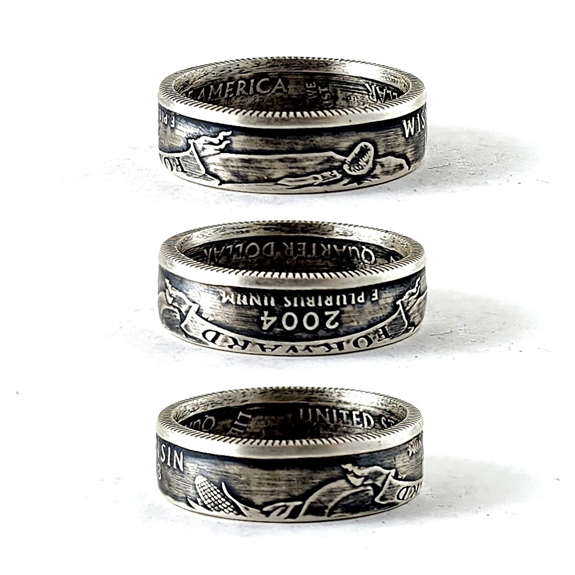90% Silver Wisconsin Coin Ring - State Quarter Rings - Silver Coin ...