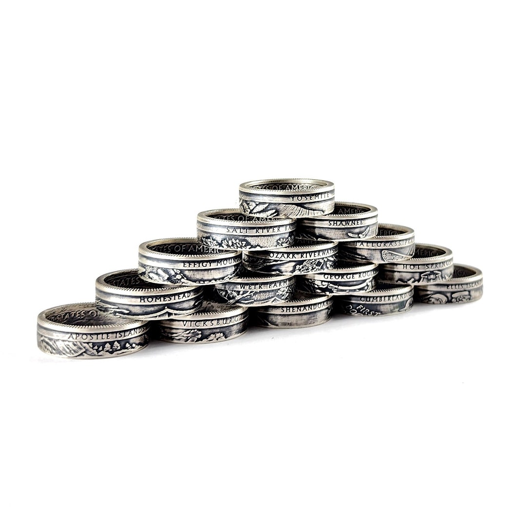Silver National Park Quarter Ring - Silver Coin Ring - National Park ...