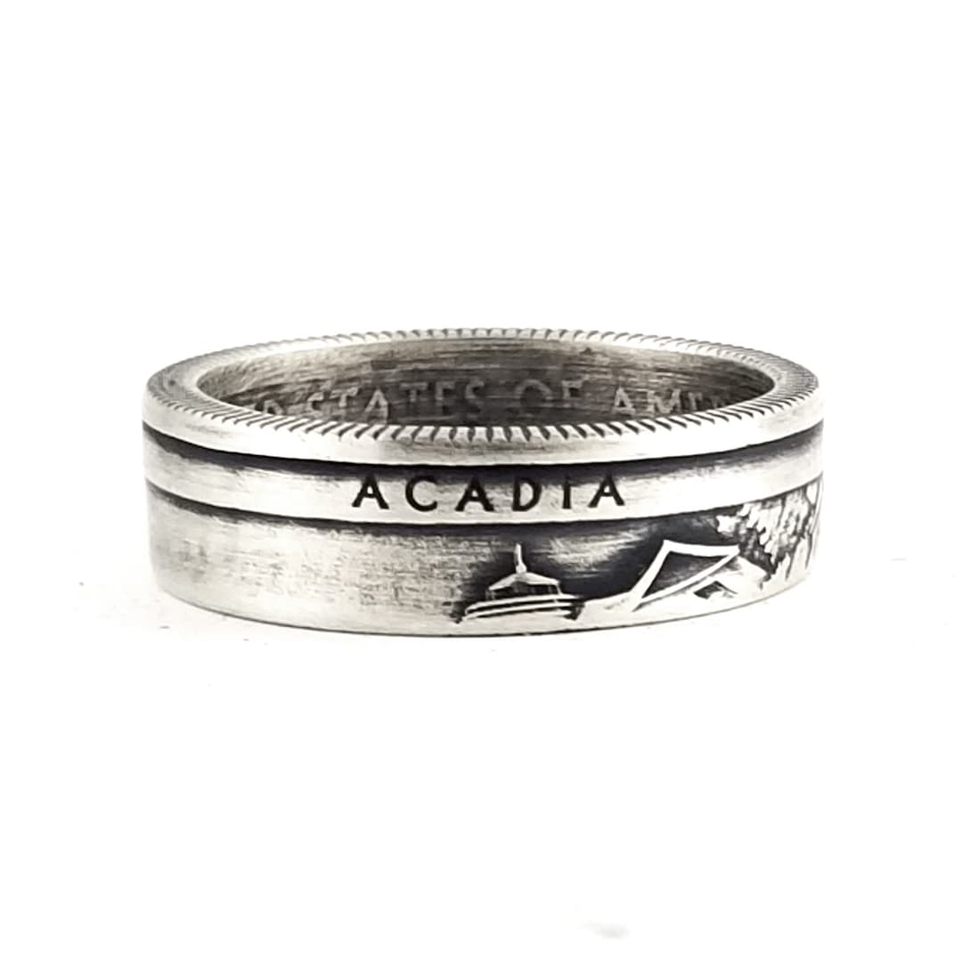 Silver Acadia National Park Coin Ring - Silver Quarter Ring - National ...
