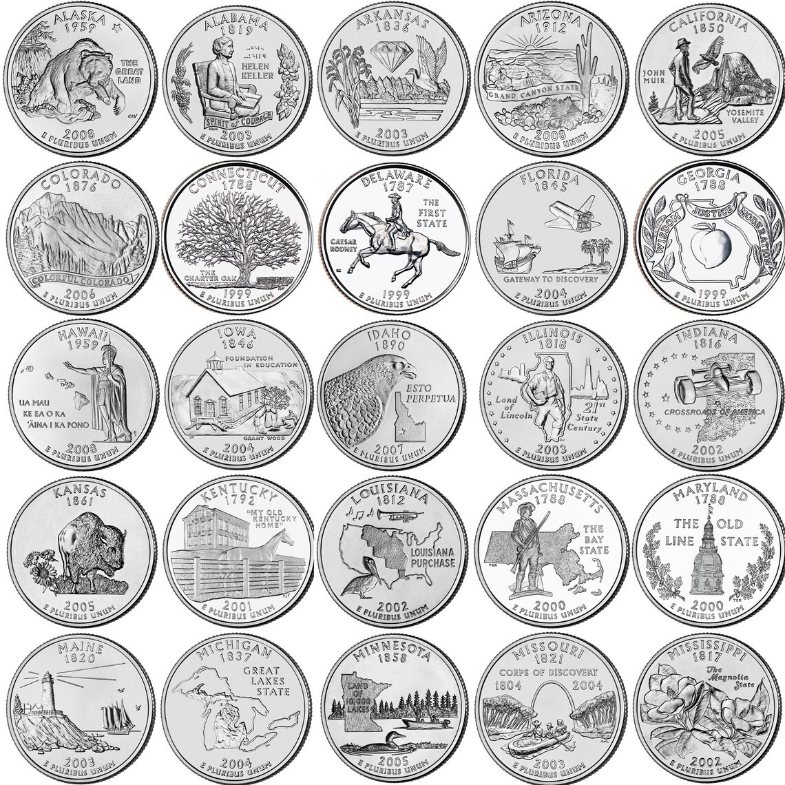 Silver Coin Punch Out Stacking Ring Silver State Quarter - Etsy