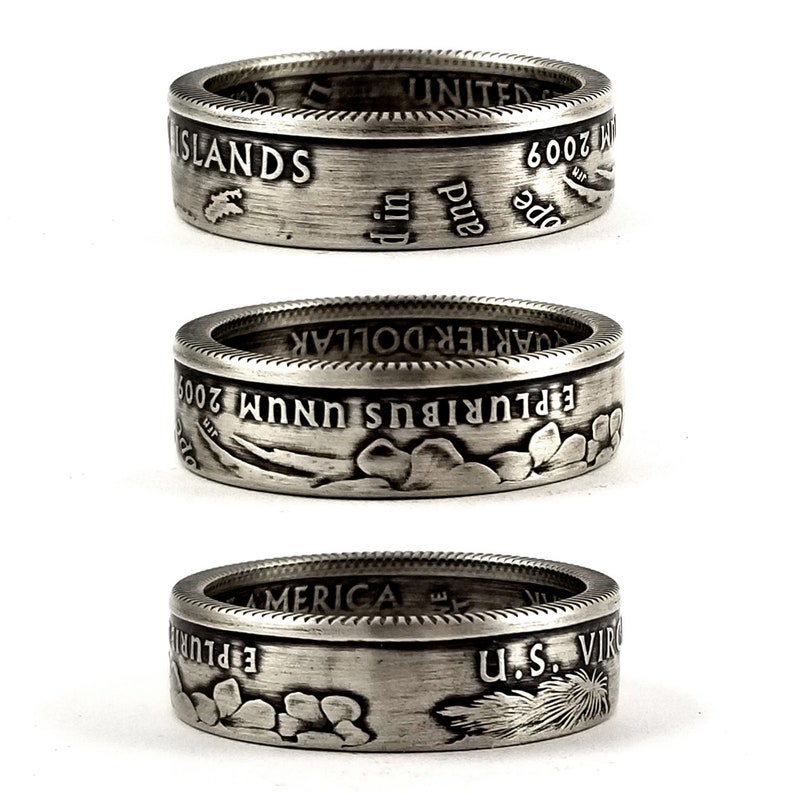 Silver US Virgin Islands Quarter Ring - USVI Coin Ring - Matching ...