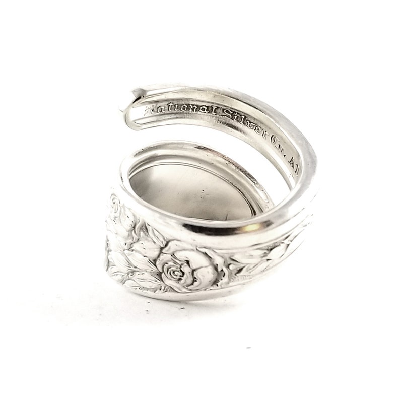Rose & Leaf Spoon Ring Floral Spoon Ring Wrap Around Ring - Etsy