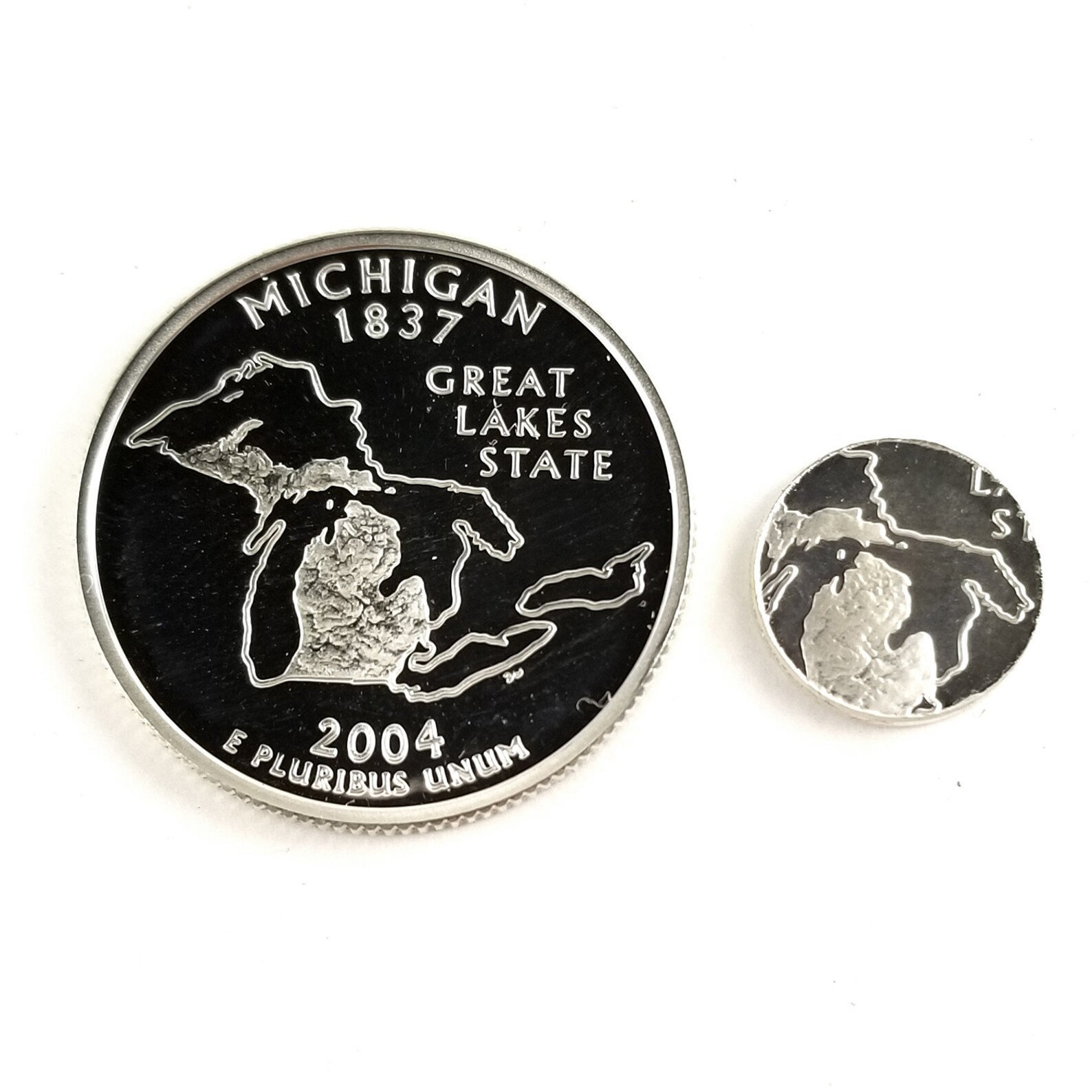 90% Silver Michigan Coin Ring - Silver State Quarter Rings - Michigan ...