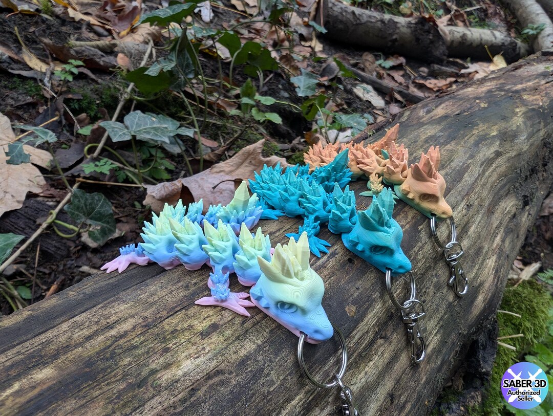 3d Printed Crystal Dragon Keychain - Unique 3D Articulated Accessory ...
