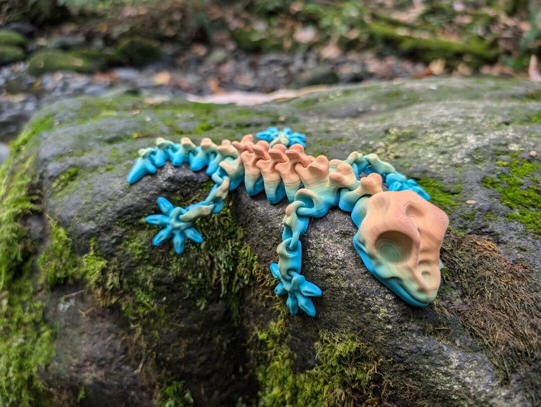 3D Printed Articulated Skeleton Gecko Magnet: Fidget Sensory Toy, Desk ...