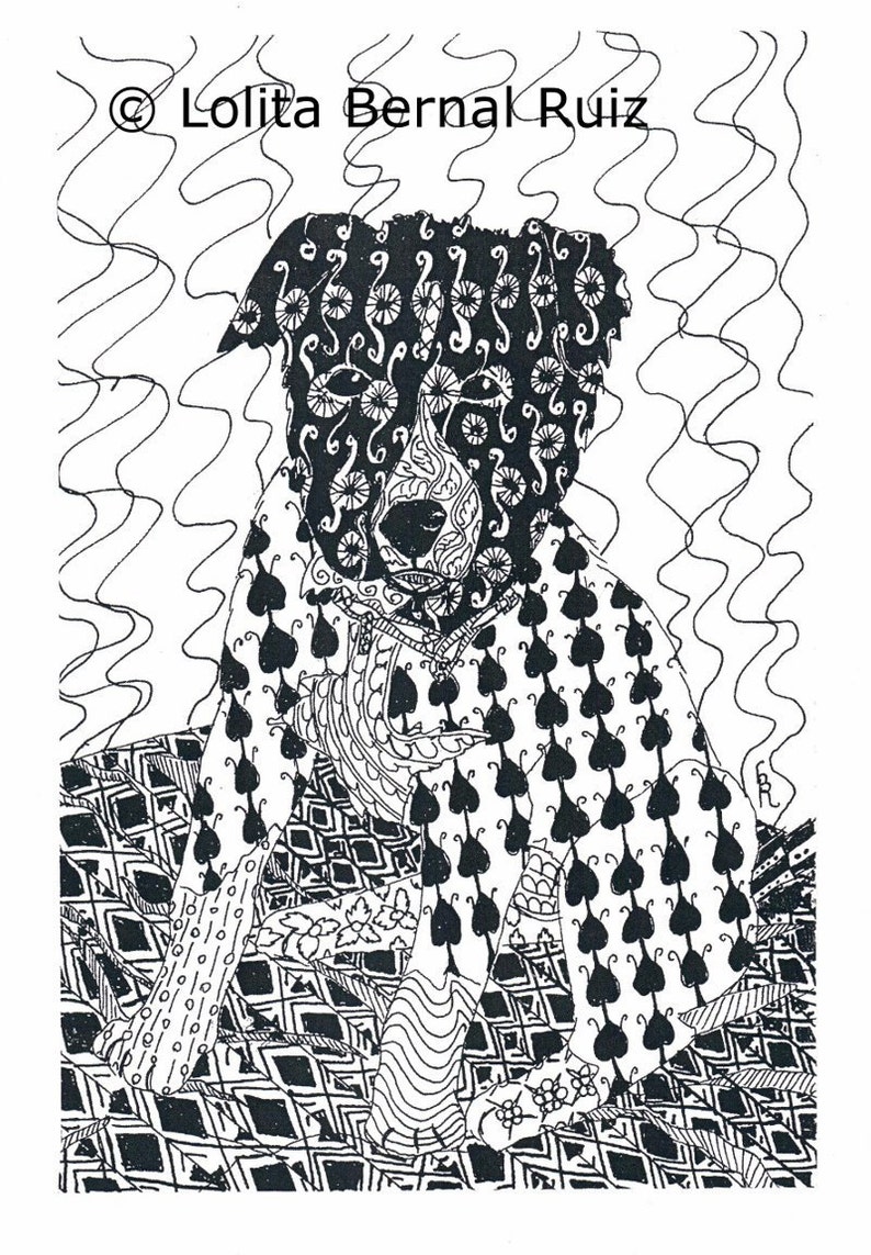 Zentangle Puppy Art / Puppy Drawing / Dog Illustration / - Etsy
