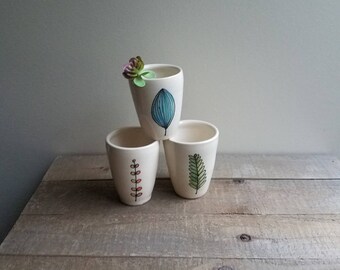 pottery with hand drawn birds insects praying by catherinereece