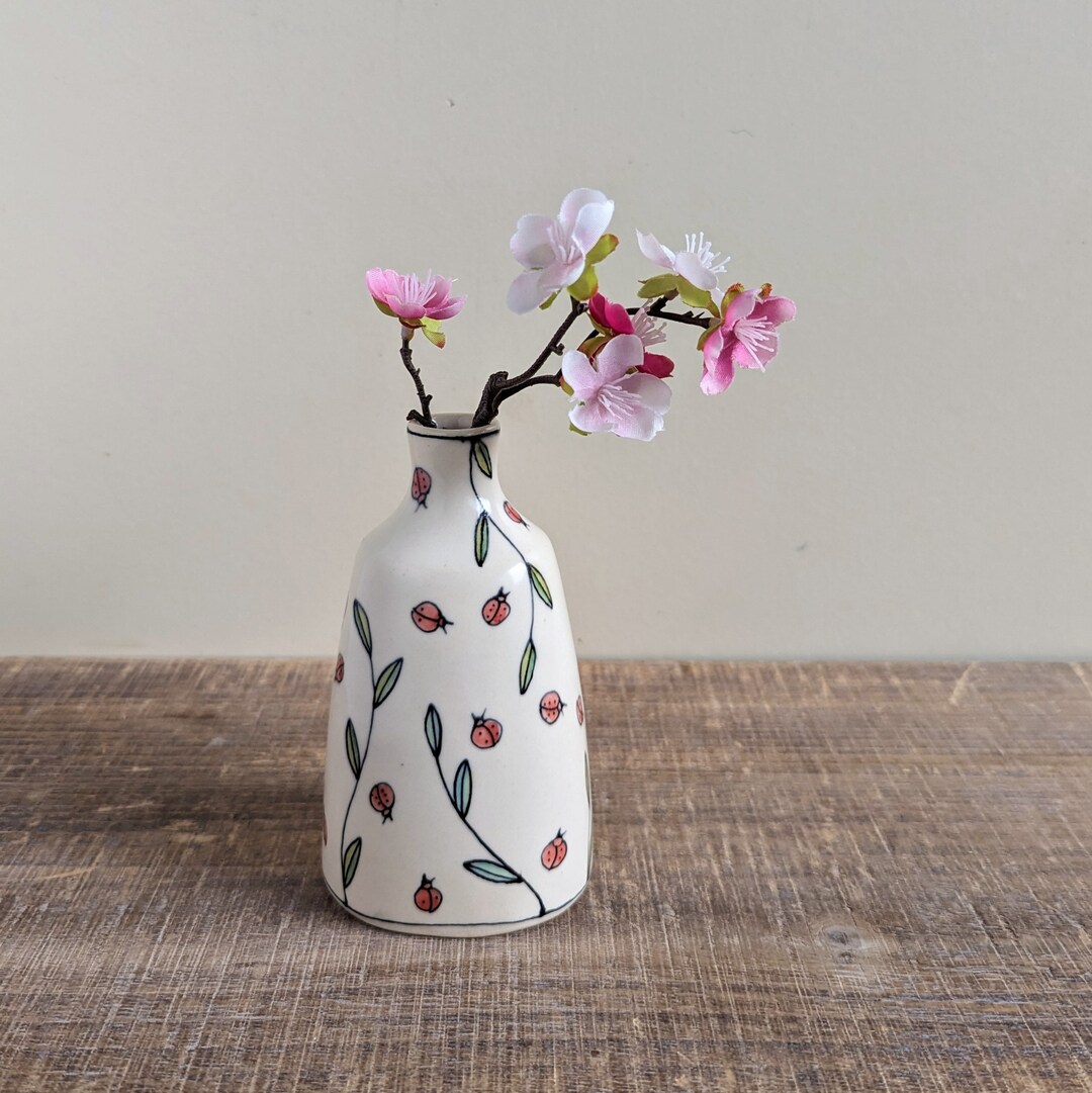 Small Ceramic Ladybug Bud Vase 20 - Etsy