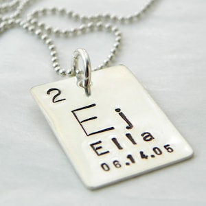 Personalized Periodic Table Element Hand Stamped Sterling Silver ...