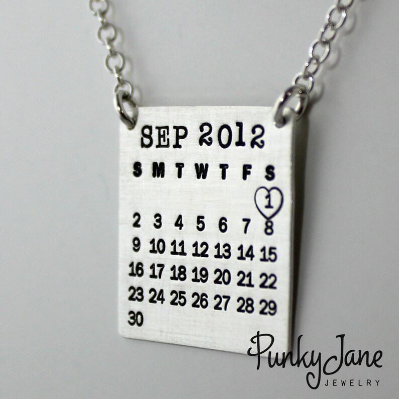 Mark Your Calendar Necklace Hand Stamped Personalized - Etsy
