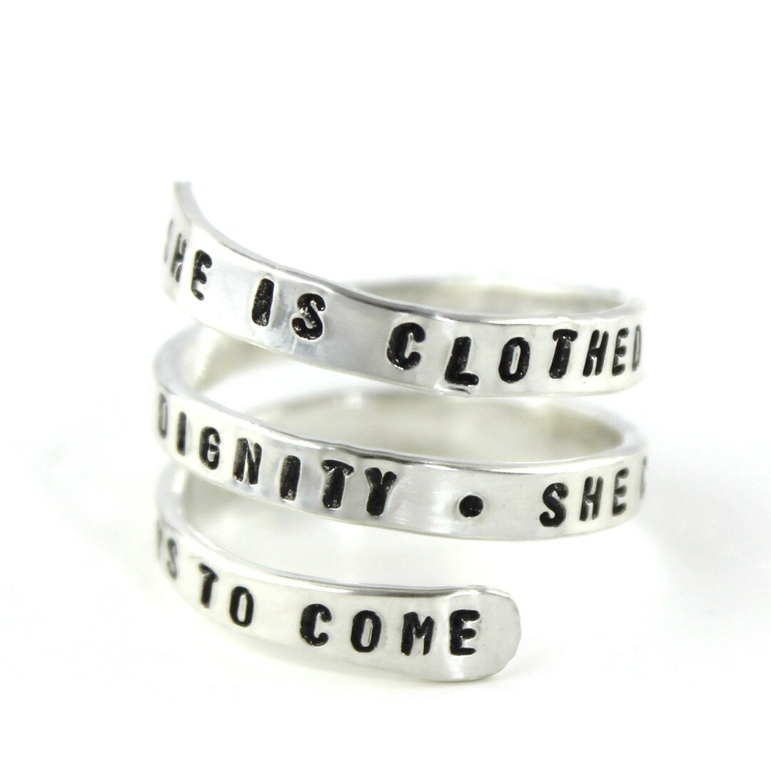 Spiral Quote Ring - Hand Stamped and Personalized Sterling Silver ...