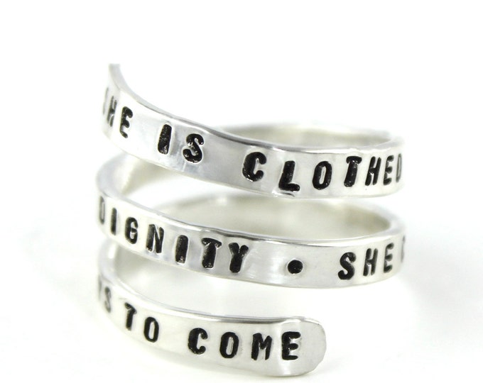 Spiral Quote Ring Hand Stamped and Personalized Sterling | Etsy