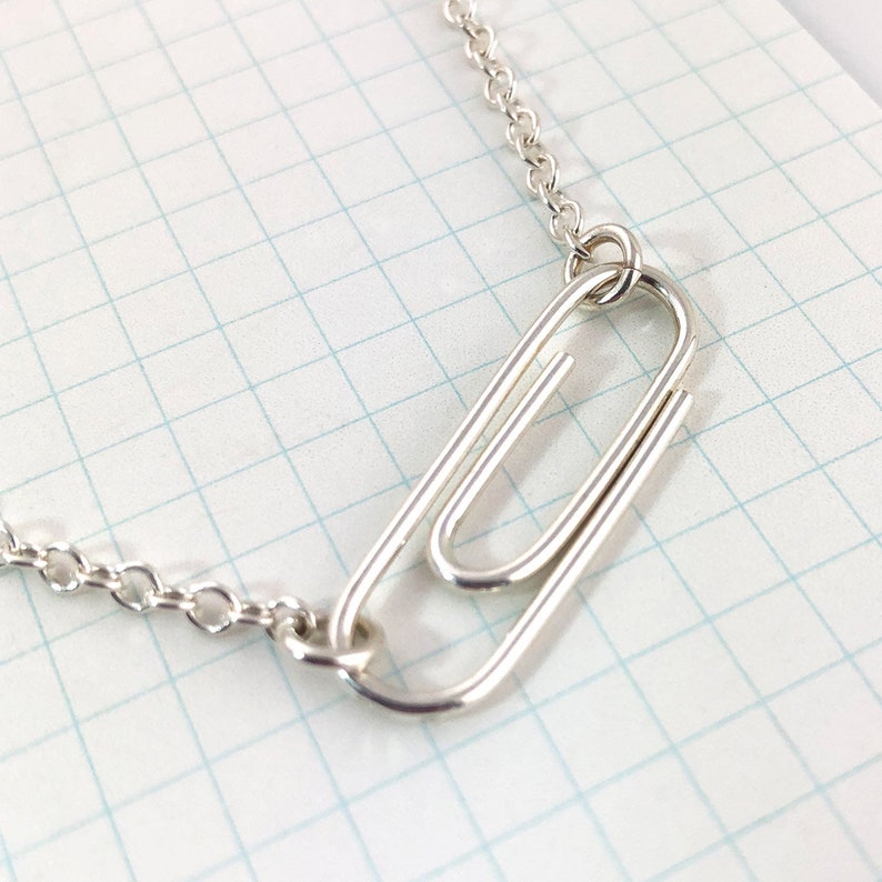 Sterling Silver Paperclip Necklace Geek Geekery Nerdy - Etsy