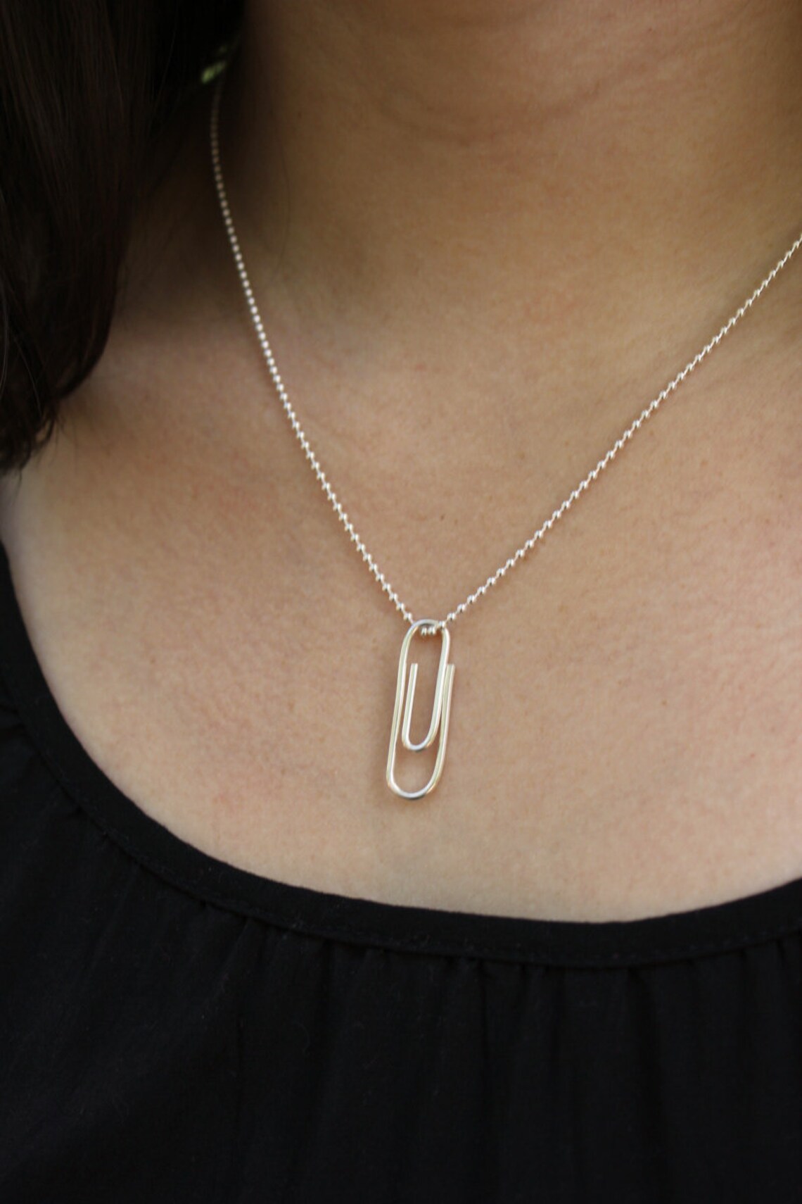 Sterling Silver Paper Clip Necklace - Geek, Geekery, Nerdy, Office ...