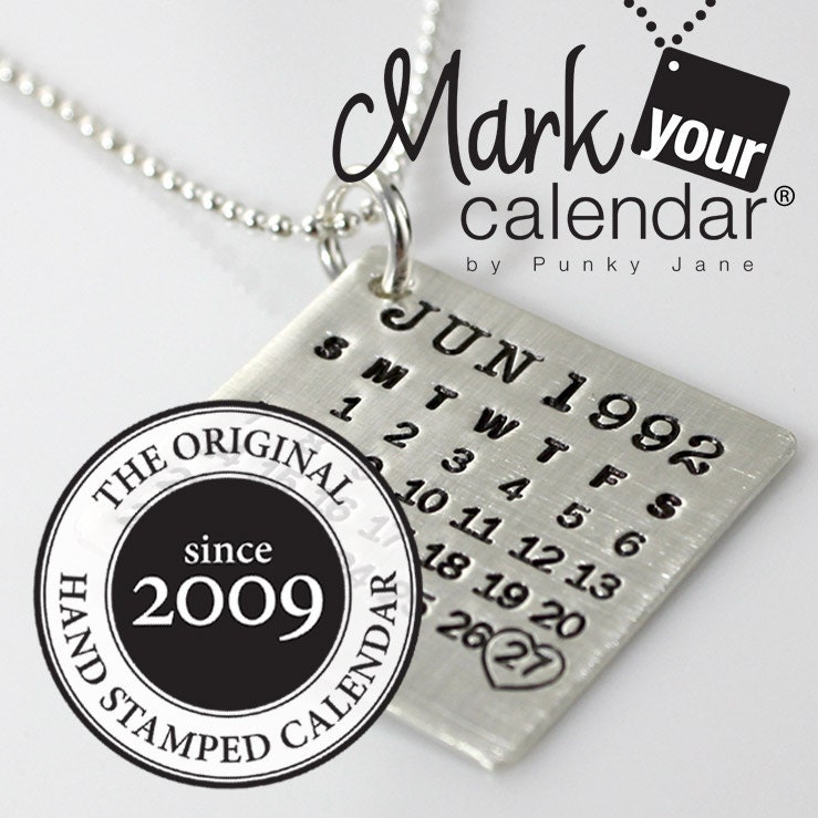 Hand Stamped Mark Your Calendar Necklace Personalized - Etsy