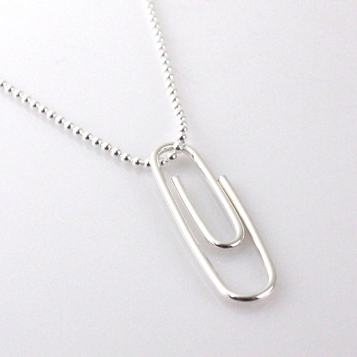 Sterling Silver Paper Clip Necklace - Geek, Geekery, Nerdy, Office ...