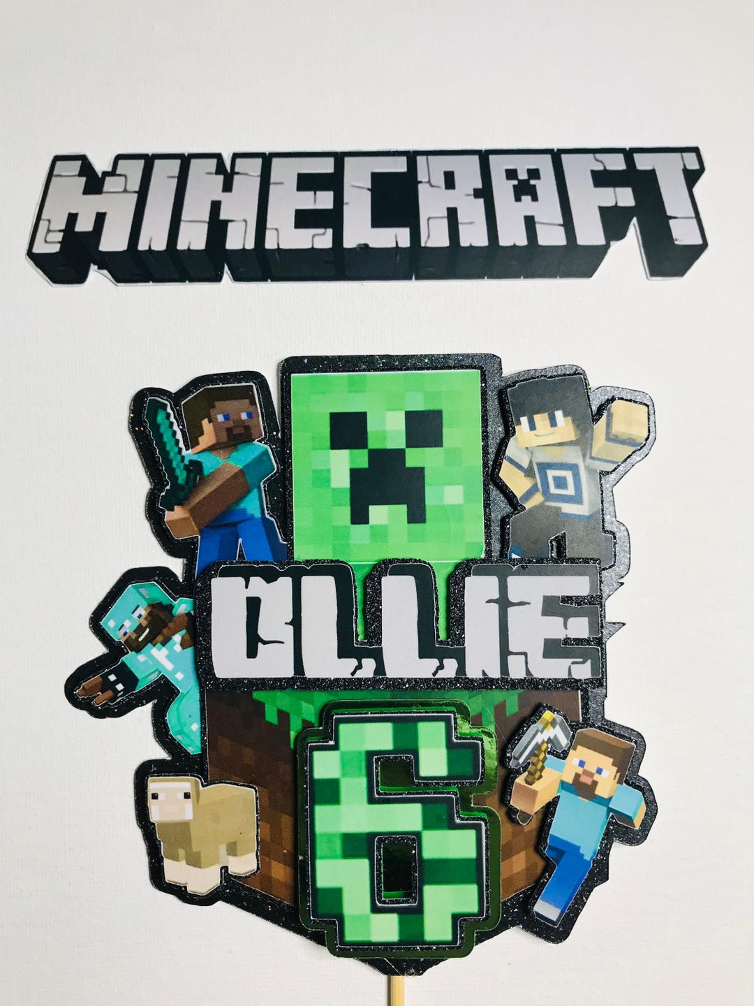 PRIORITY PROCESSING /name/age/ Themed/ Cake Topper/ Minecraft Themed ...
