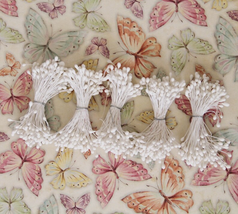 5 Bunches Vintage Matte White Stamen for Doll Hats, Ribbon Work - Etsy