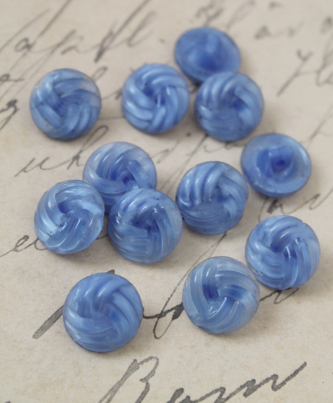 12 Charming Vintage European Glass Baby Blue Button Knots - Etsy