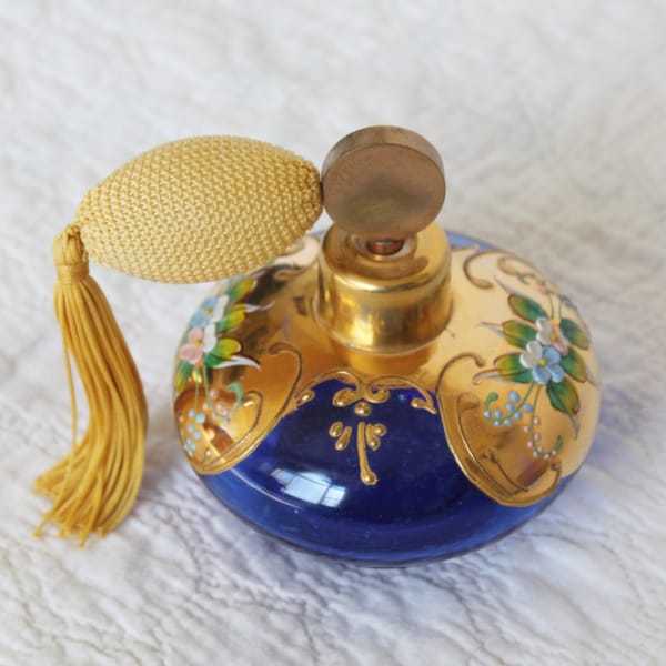 Antique Cobalt Blue Perfume Bottle - Etsy