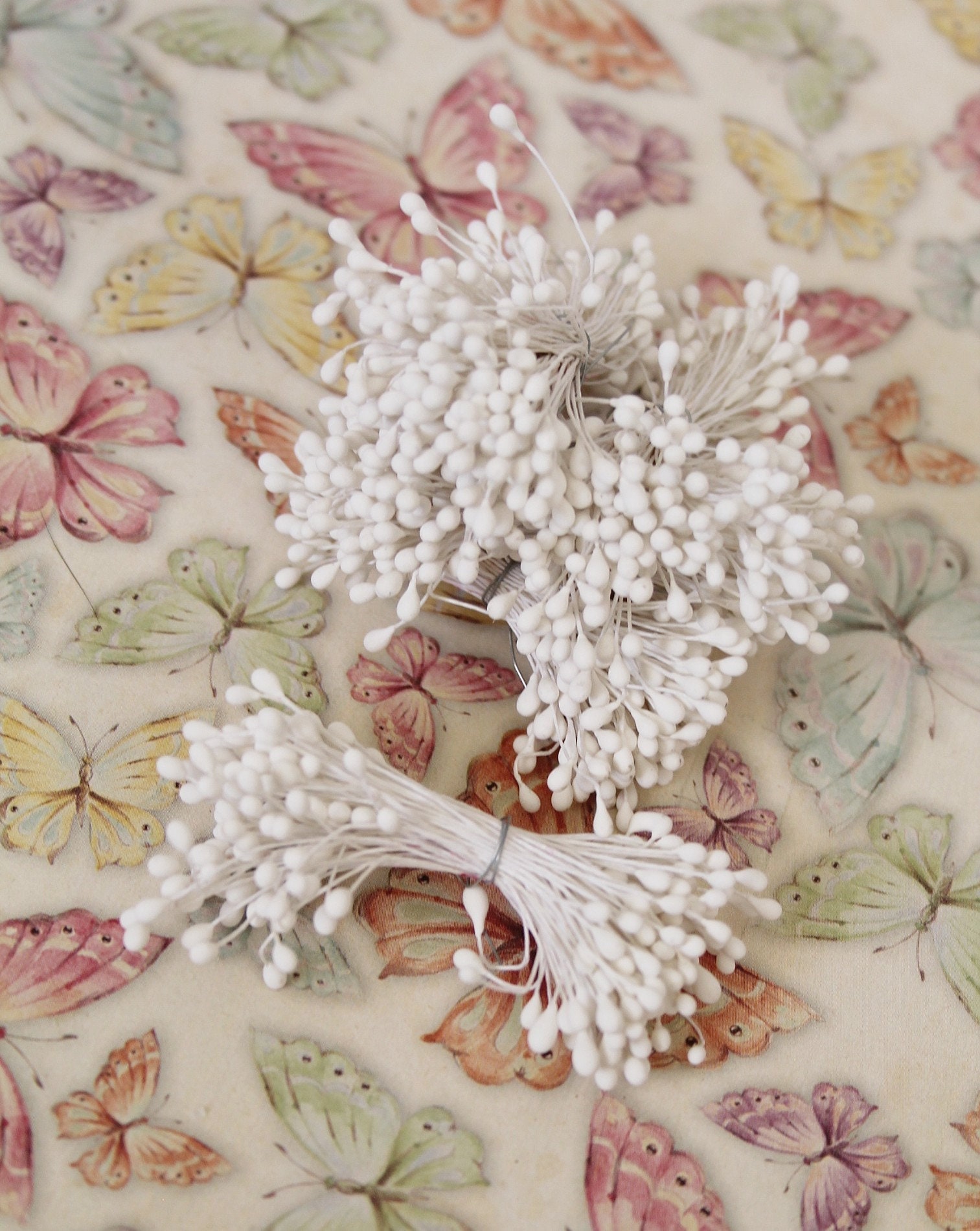 5 Bunches Vintage Matte White Stamen for Doll Hats, Ribbon Work - Etsy