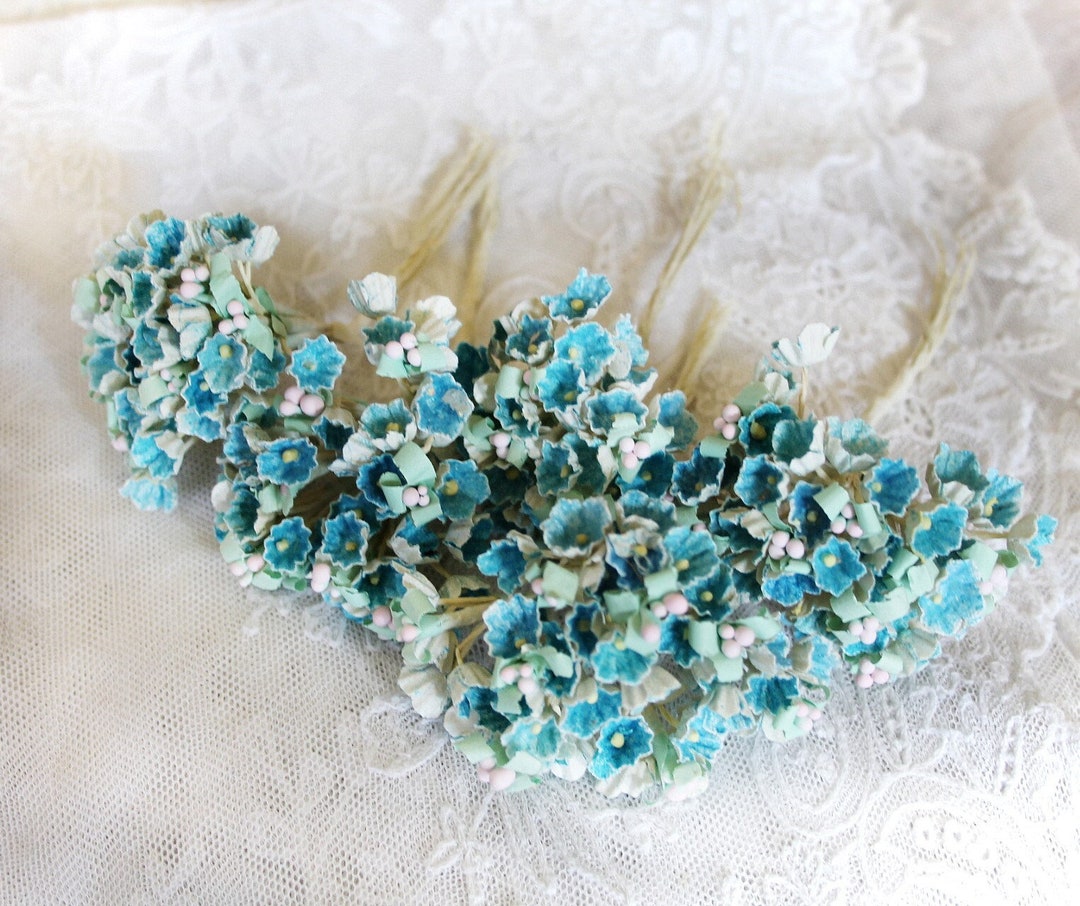 Miniature Flocked Paper Forget Me Nots Baby Blue - Etsy