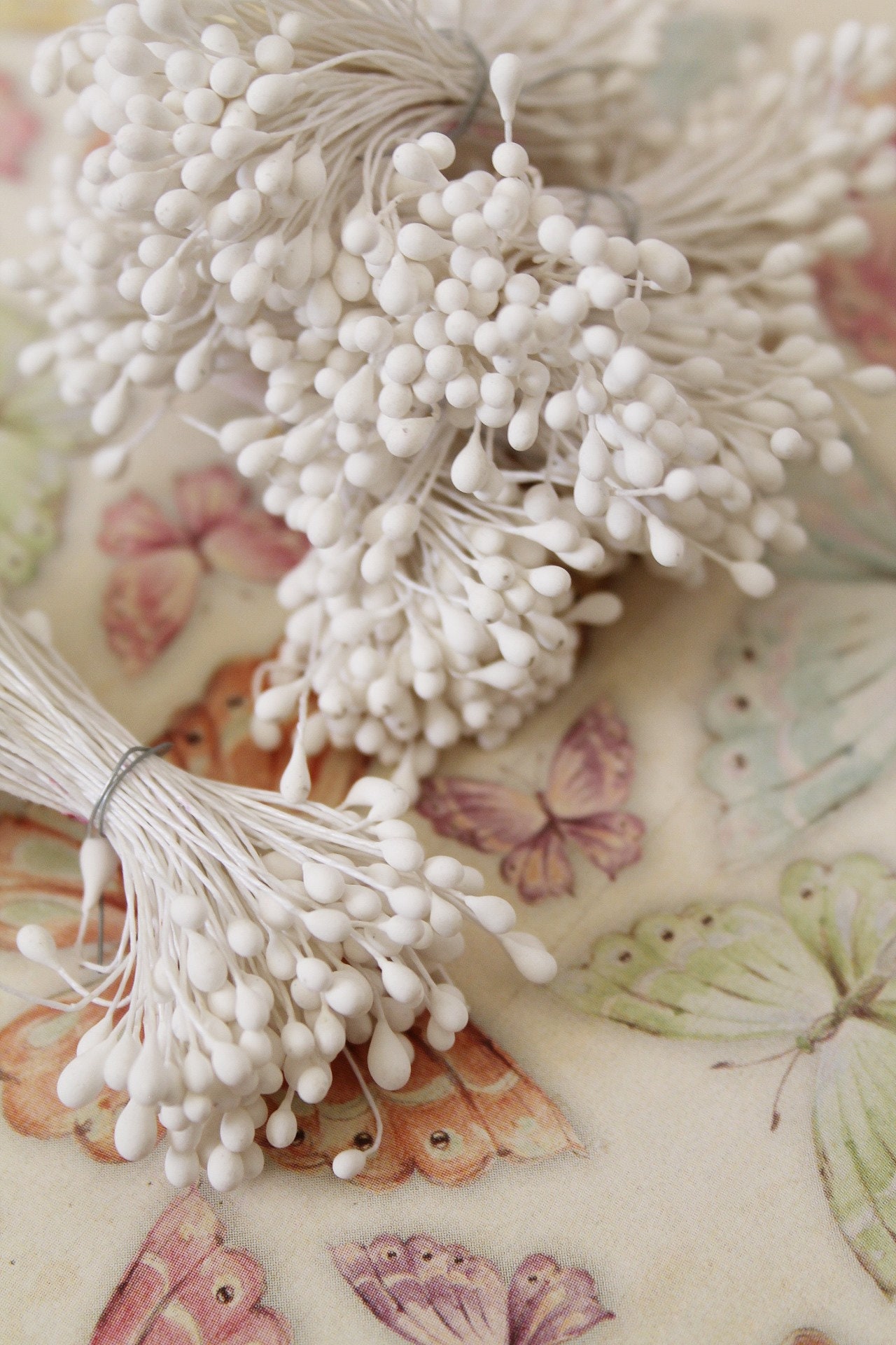 5 Bunches Vintage Matte White Stamen for Doll Hats, Ribbon Work - Etsy