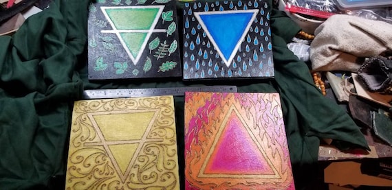 Four Elements Wood Paintings - Etsy