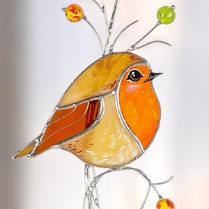 Christmas Robin Stained Glass Suncatcher, Christmas Gifts, Bird ...