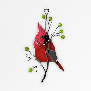 Cardinal Stained Glass Window Hangings, Stained Glass Bird Suncatcher ...