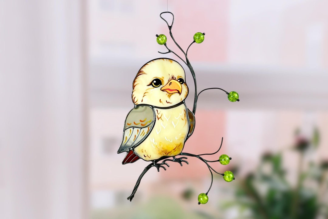 Cute Hawk Stained Glass Suncatcher. Mothers Day Gift. Original Wildlife ...