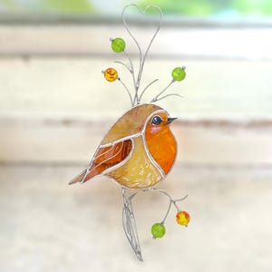 Christmas Robin Stained Glass Suncatcher, Christmas Gifts, Bird ...
