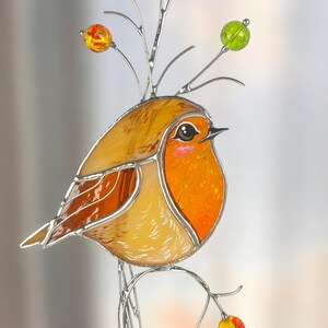 Christmas Robin Stained Glass Suncatcher, Christmas Gifts, Bird ...