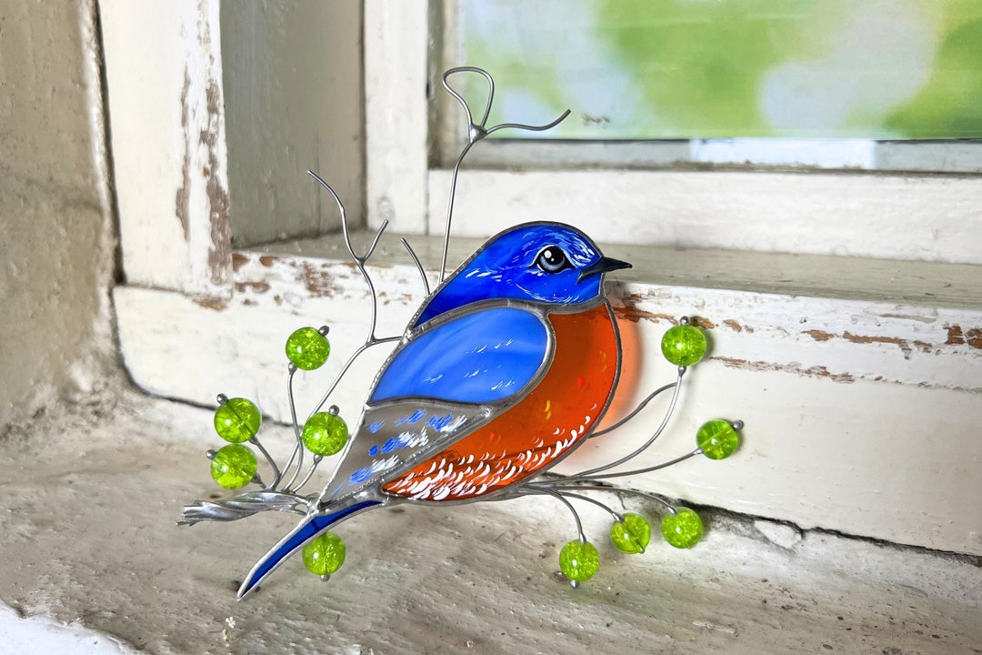 Bluebird Stained Glass Window Hangings, Mother in Law Gift, Front Door ...