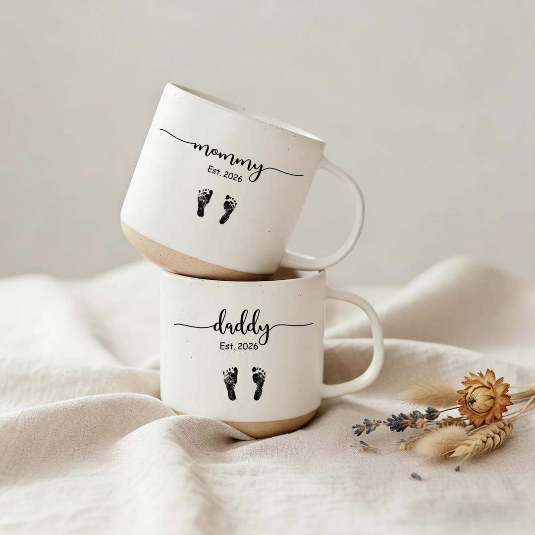Personalized Mom Dad Pottery Mug, New Parents Mug, Pregnancy ...